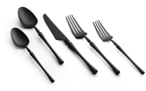 Vikko Decor Vintage Silverware Set: Unique Brushed Black and Gold ...