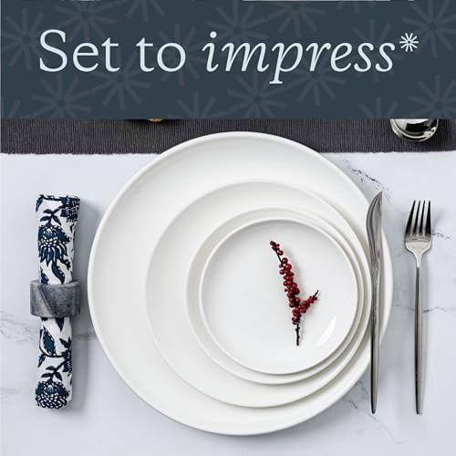 Vikko Dinner Plate, Set of 4 White Plates, Ceramic Dinner Plates Set ...