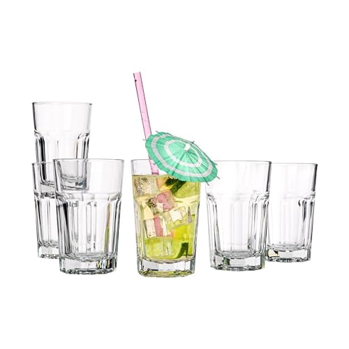 Vikko Drinking Glasses, Set of 6 Juice Glasses 9 Oz, Thick and Sturdy ...