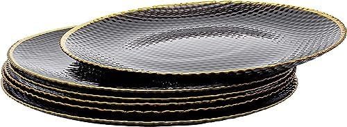 Vikko Glass Charger, 13 Inch Glass Dinner Plate Charger, Black Textured ...