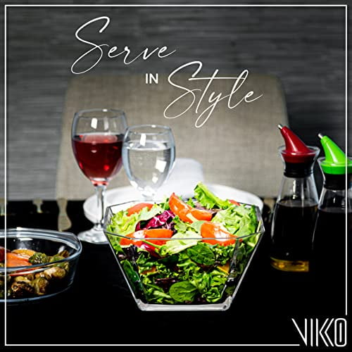 Vikko Glass Salad Bowls, Thick Glass Square Bowls for Snacks, Serving ...