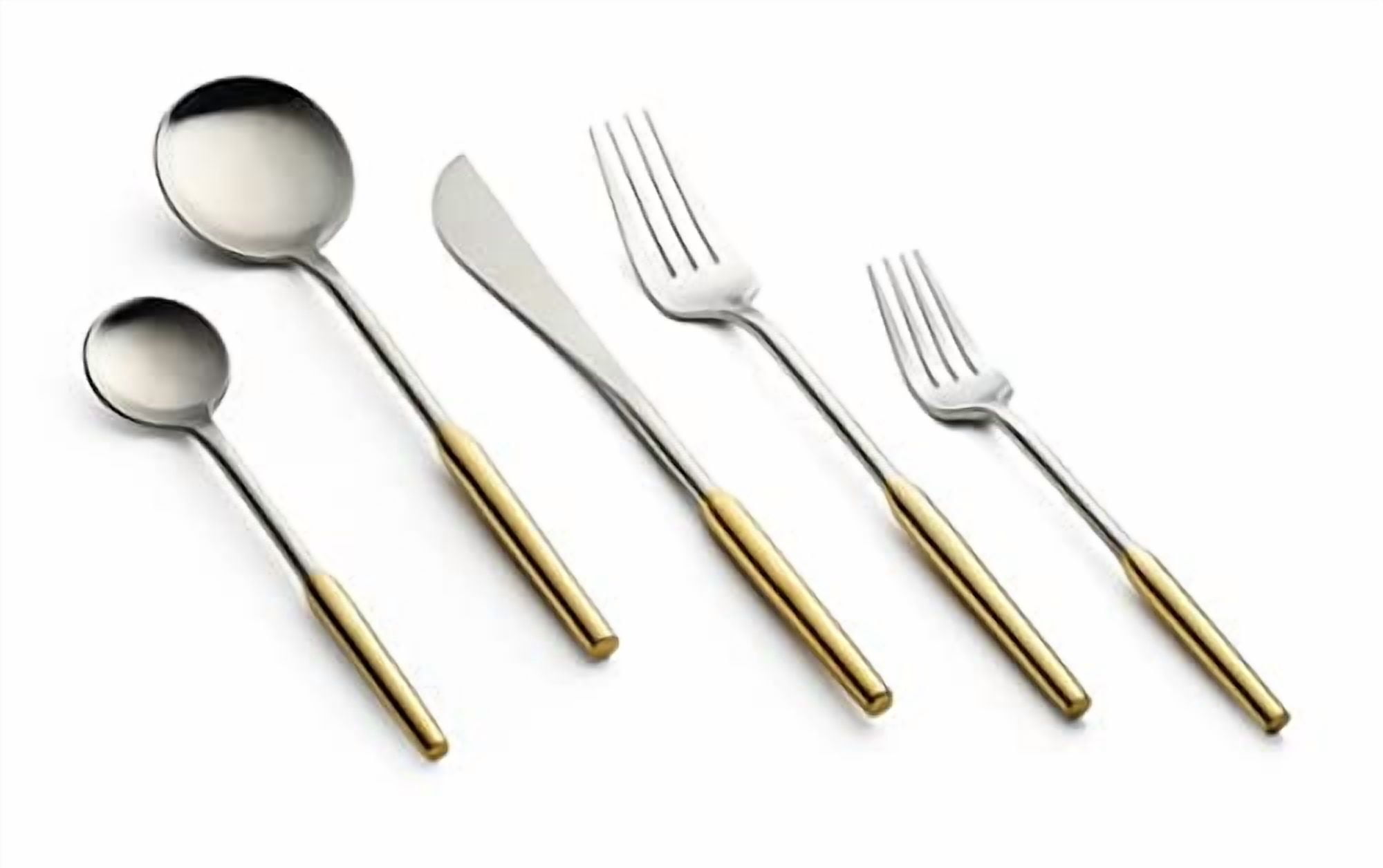 Vikko Modern Two-Tone Silverware Set: Unique Brushed Gold and Silver ...