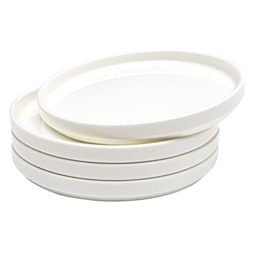 Vikko Salad Plate, Set of 4 White Plates, Bone China, Stackable 6.5 ...