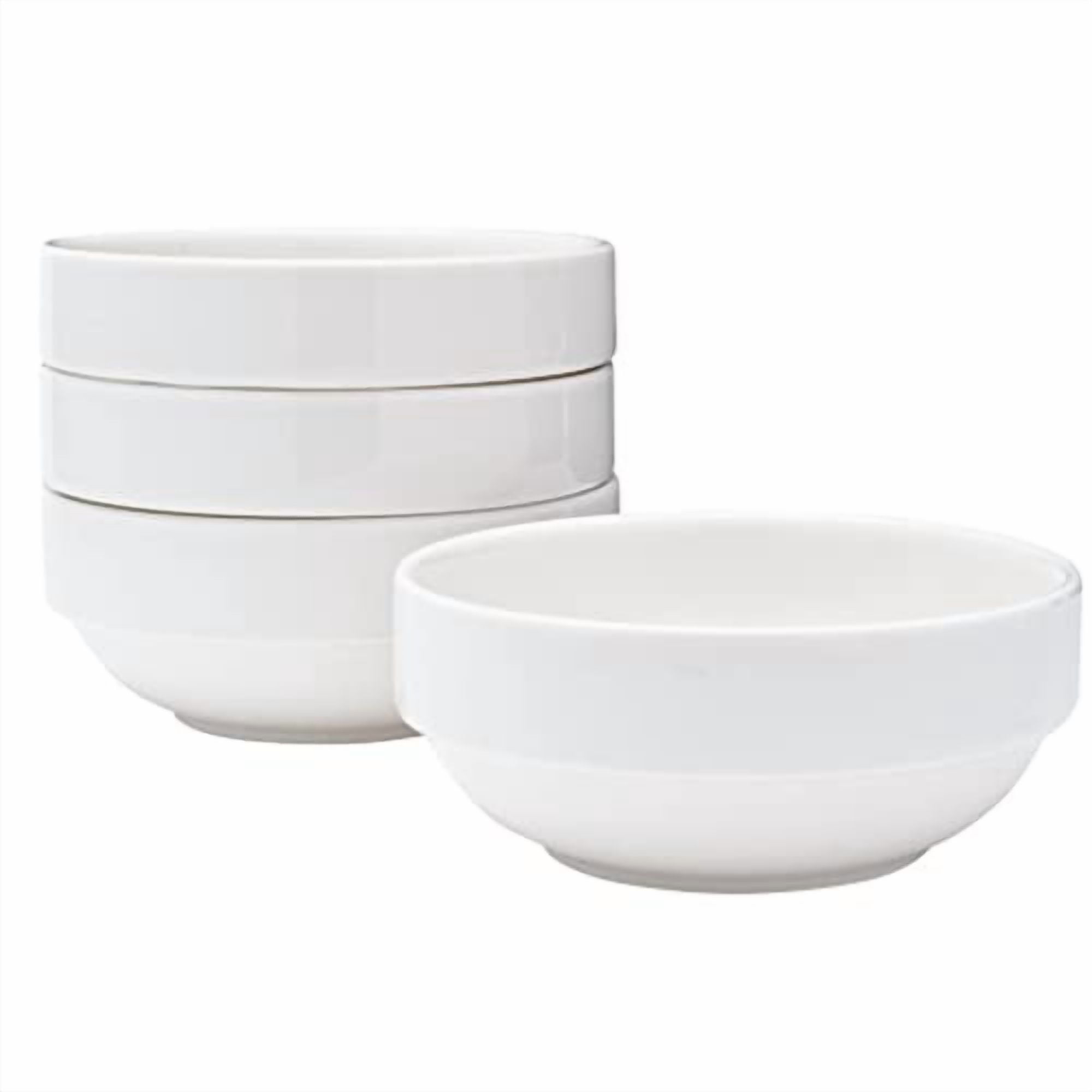 Vikko Small 7 Ounce White Bowl, Set of 4 White Dessert Bowls, Fine ...