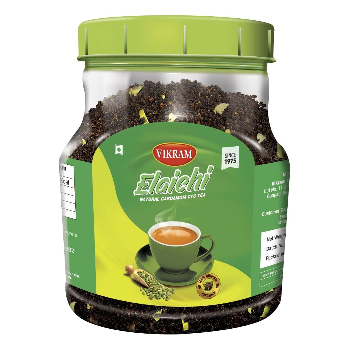 Vikram Elaichi CTC Tea Leaf - 500gm Jar, 17.6 Ounce | Enriched With 100 ...
