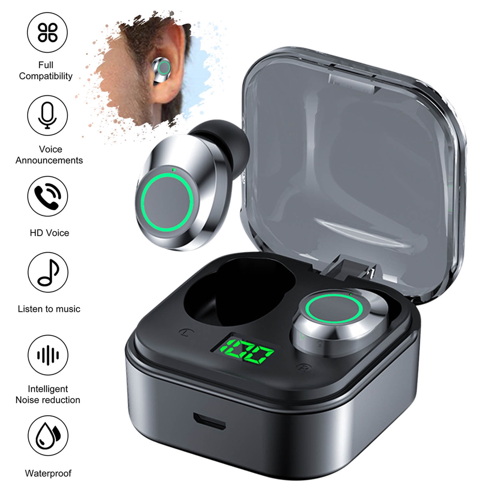 Vikszoy 2024 Bluetooth.3 Headset Wireless Earphones Mini Earbuds Stereo ...