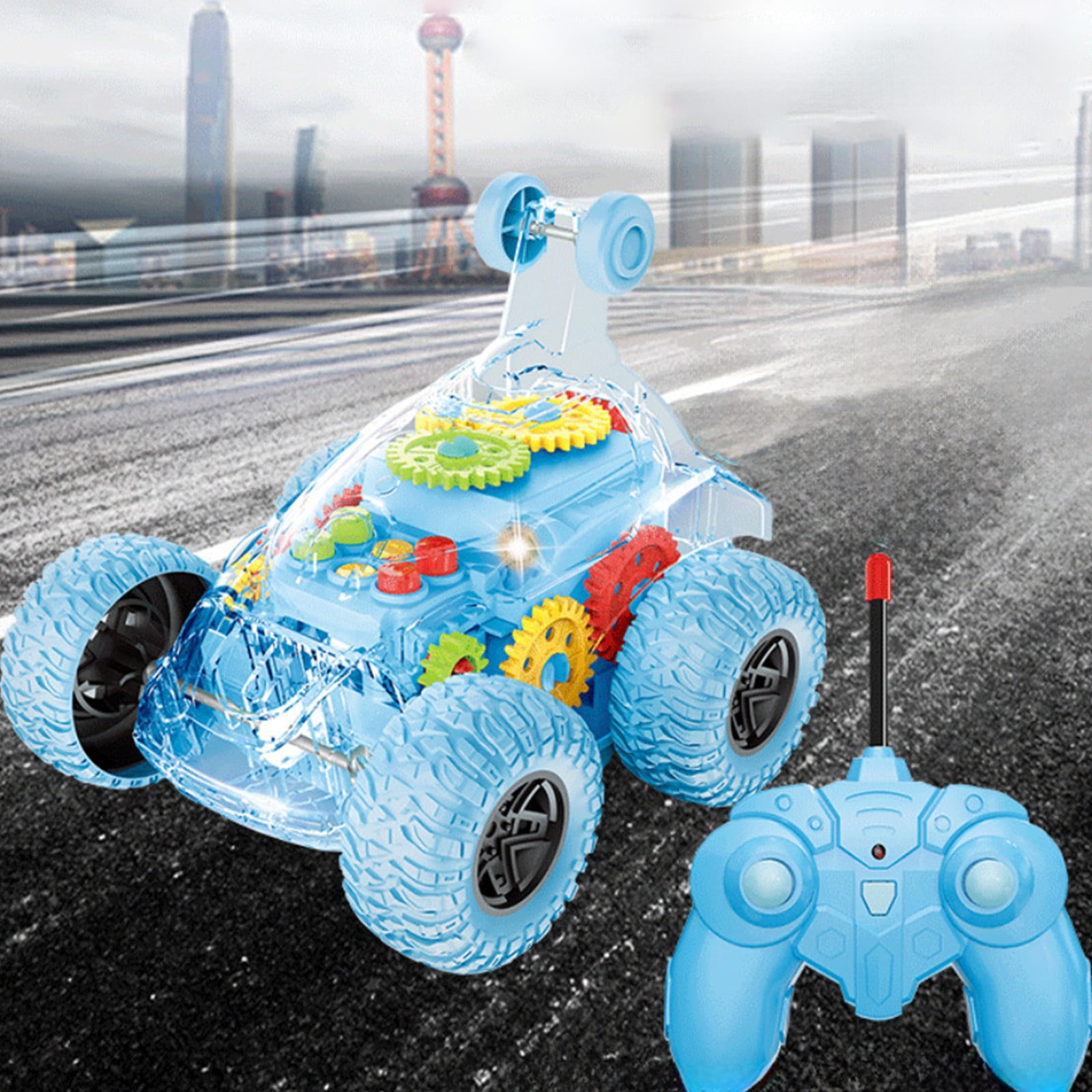 Vikszoy Car Toys for Kids Transparent Electronical Gear Stunt Remote ...