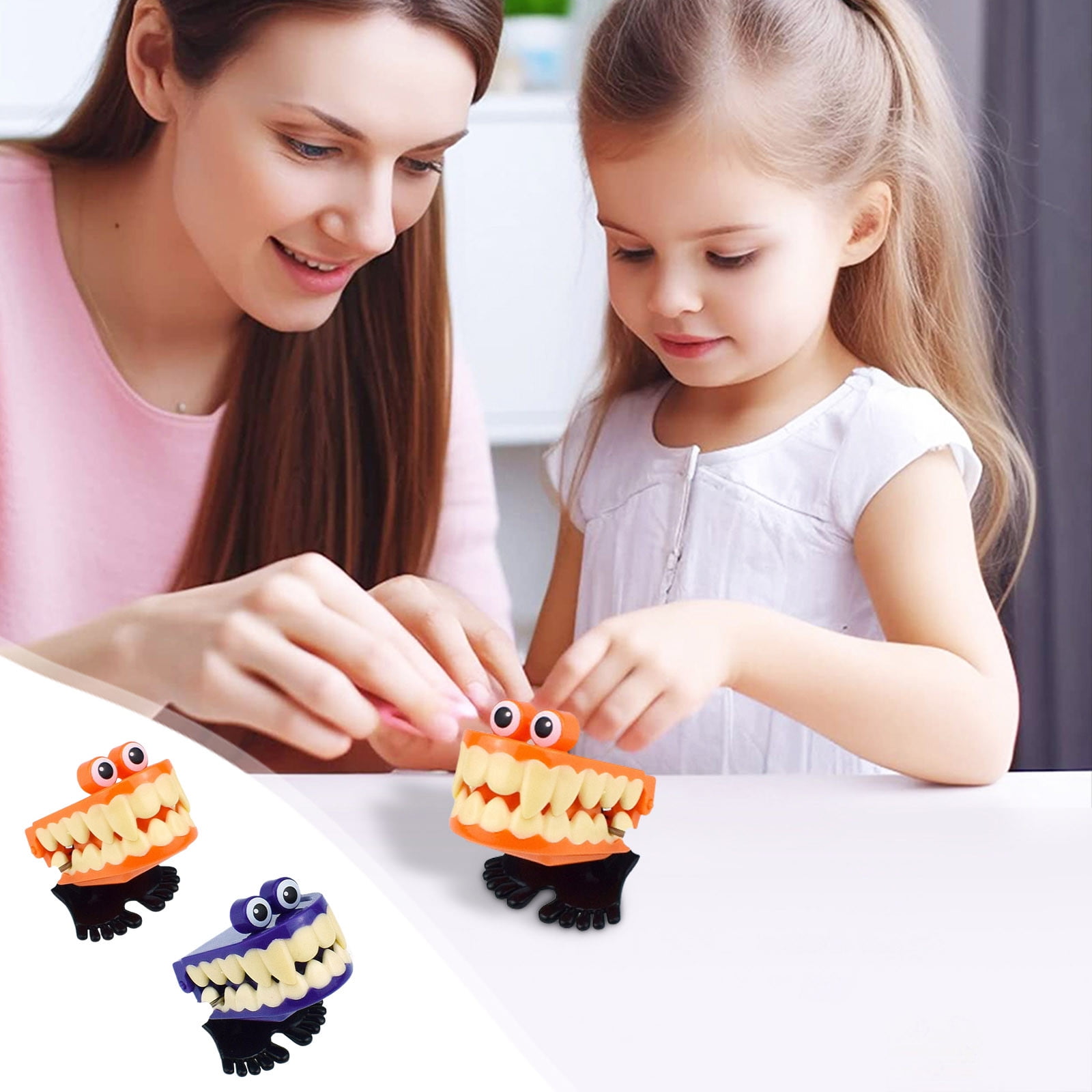 Vikszoy Chattering Teeth Toys Wind Up Teeth Chomping Walking Teeth Toys With Eyes Funny Small ...