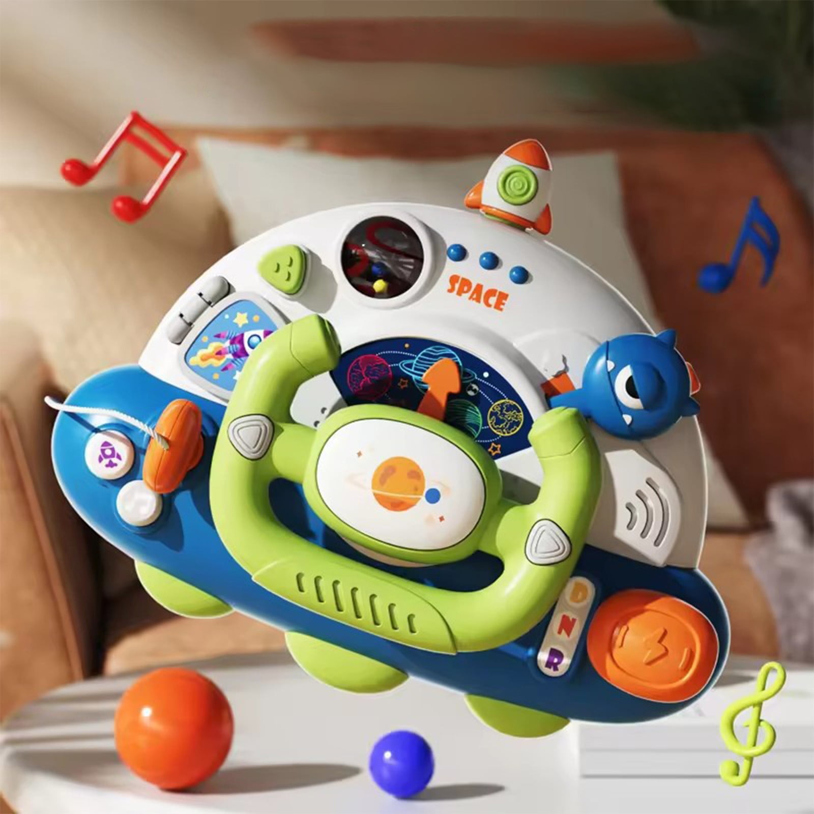 Vikszoy Interactive Steering Wheel Toy For Kids With Lights Sounds And ...