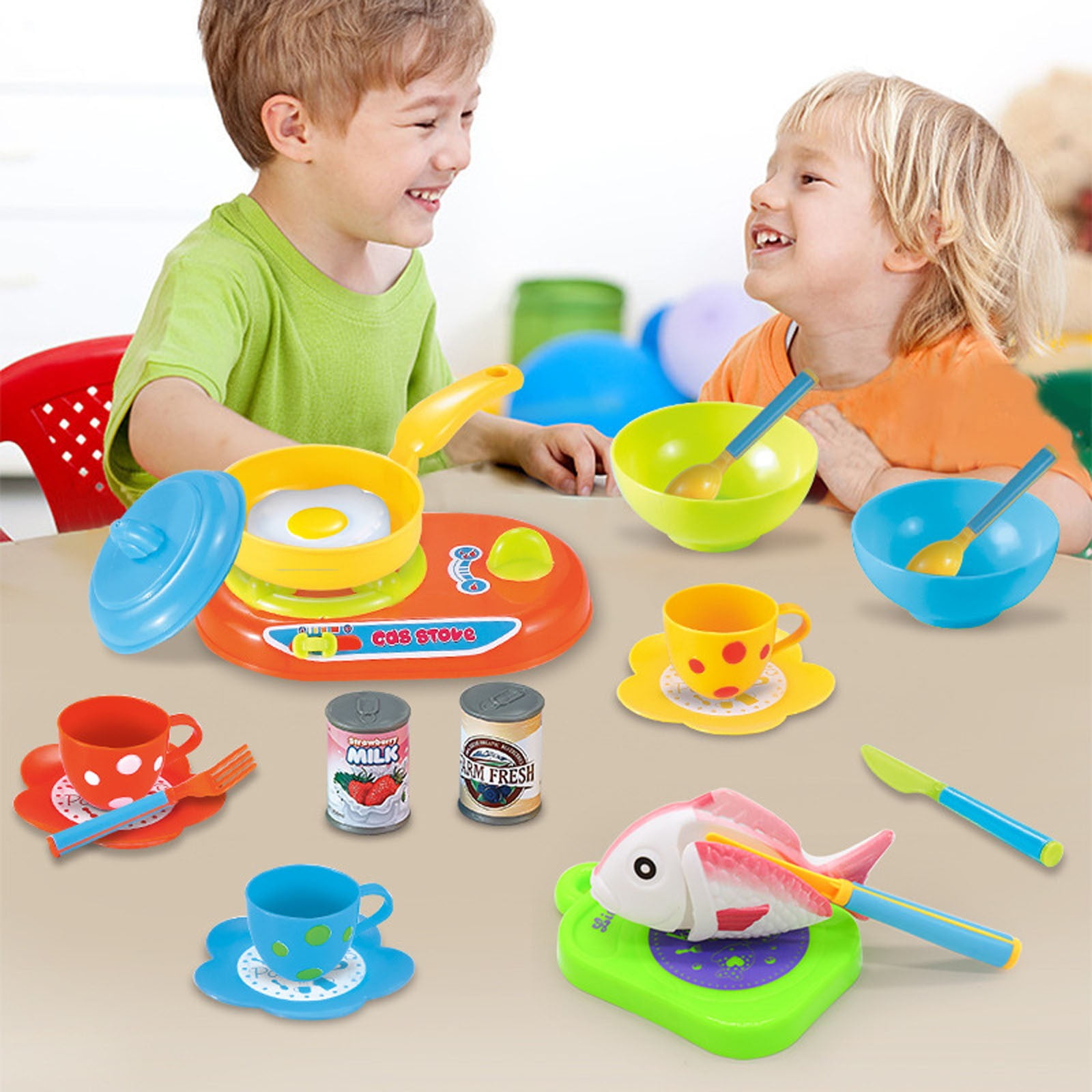 Vikszoy Pretend Play Toy Tea Set Kids Role Play Tea Toy Party Set 46pc ...