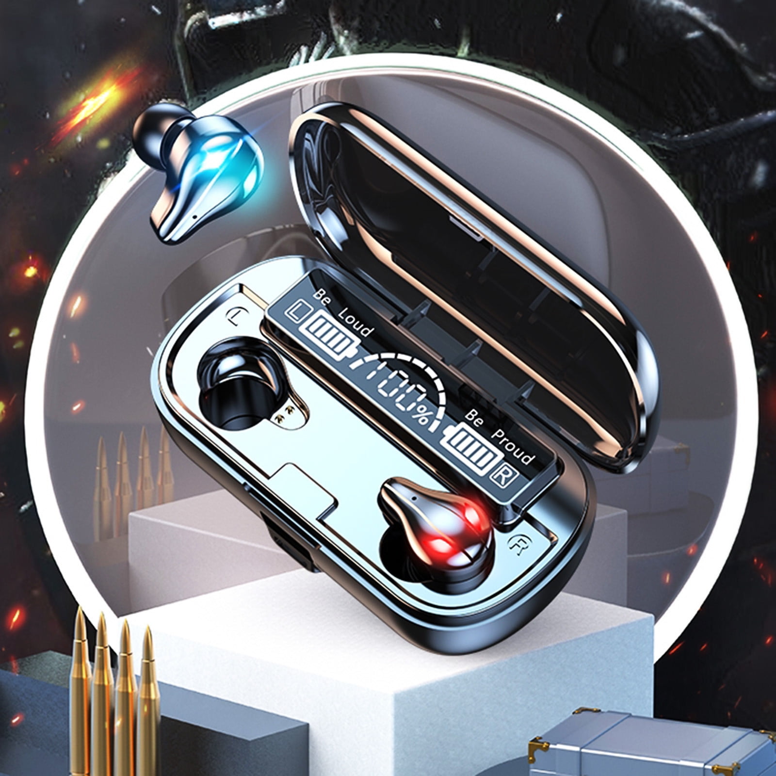 Vikszoy TWS-Headphones with LED Digital Display Breathing Touch-Control ...