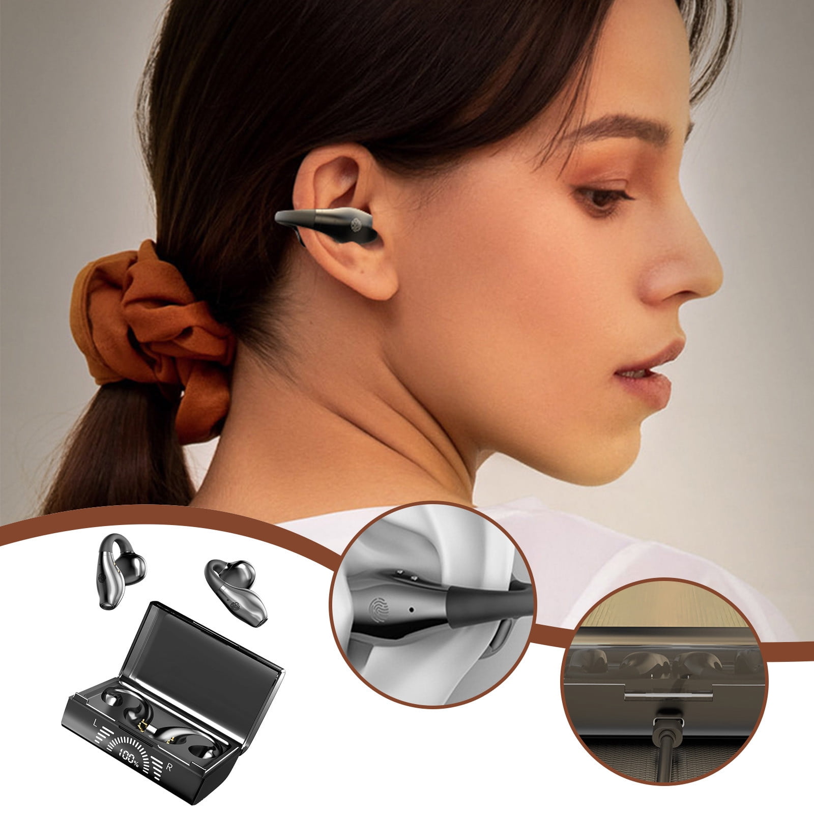 Vikszoy Wireless Earbuds Bluetooth 5.3,Ear Clip Type No Pain Wearing ...