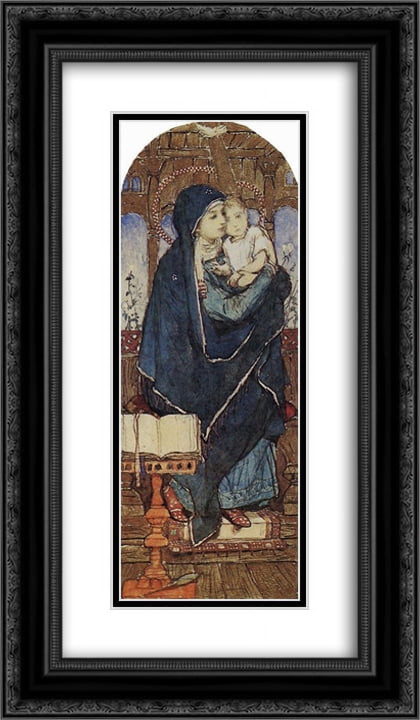 Viktor Vasnetsov 2x Matted 14x24 Black Ornate Framed Art Print 'The Virgin and Child Enthroned ...