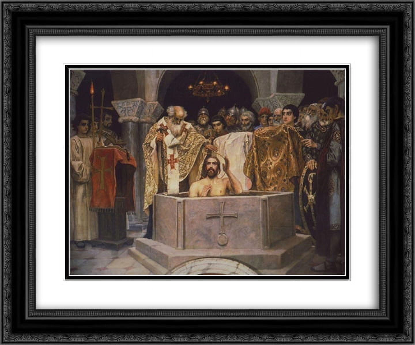 Viktor Vasnetsov 2x Matted 24x20 Black Ornate Framed Art Print 'Baptism of Prince Vladimir ...