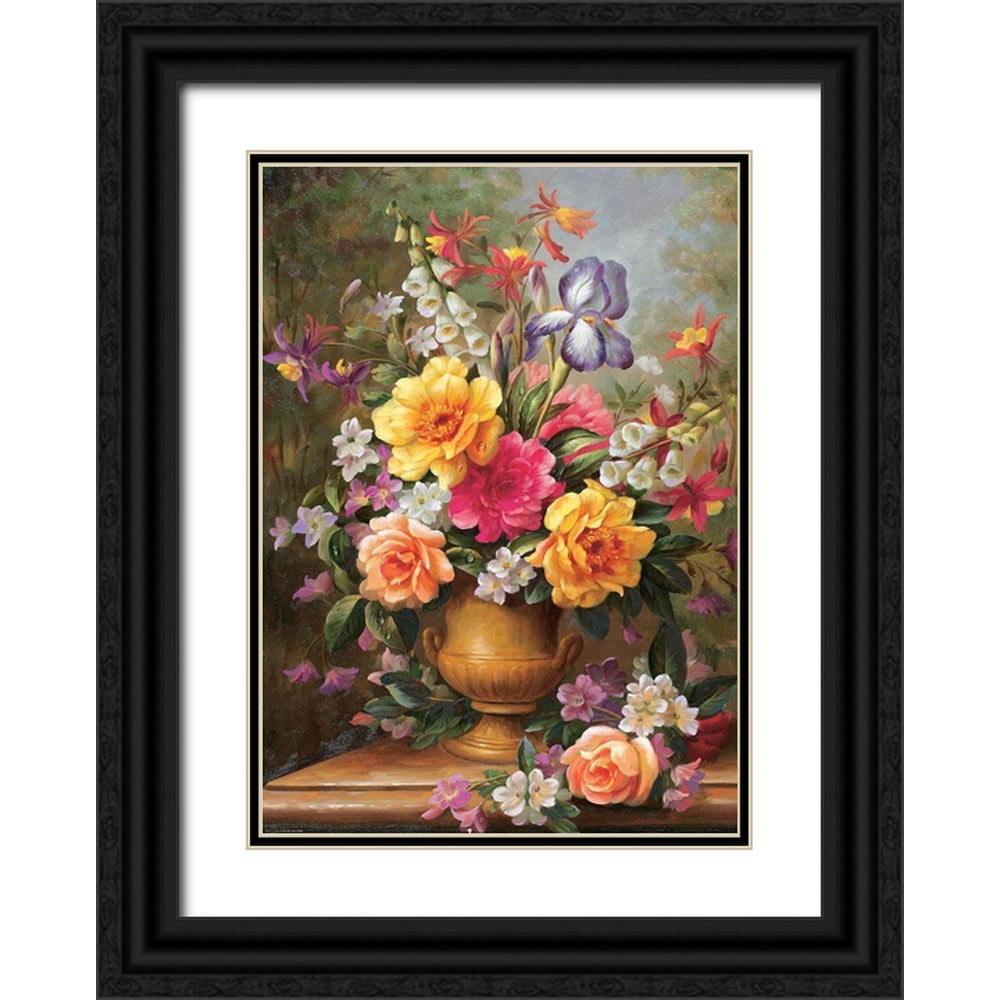 Viktoria 14x18 Black Ornate Wood Framed with Double Matting Museum Art ...