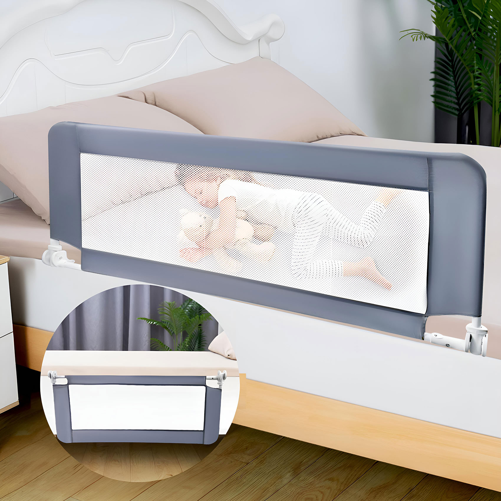 Soontrans 19.7" Toddler Bed Rails Guard Foldable Portable Kids Bed Rail ...