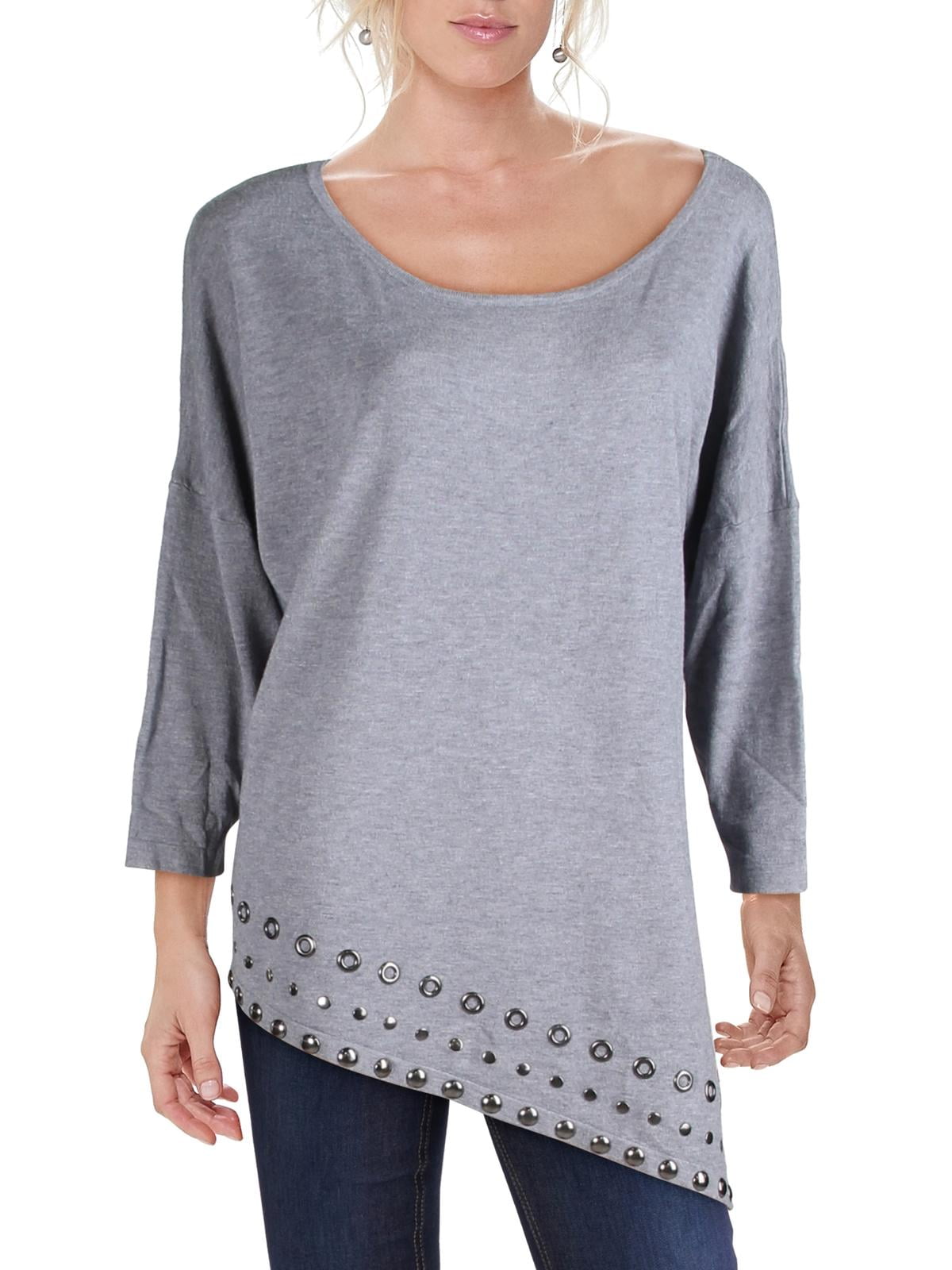 Vila Milano Womens Studded Asymmetrical Tunic Sweater Gray M - Walmart.com