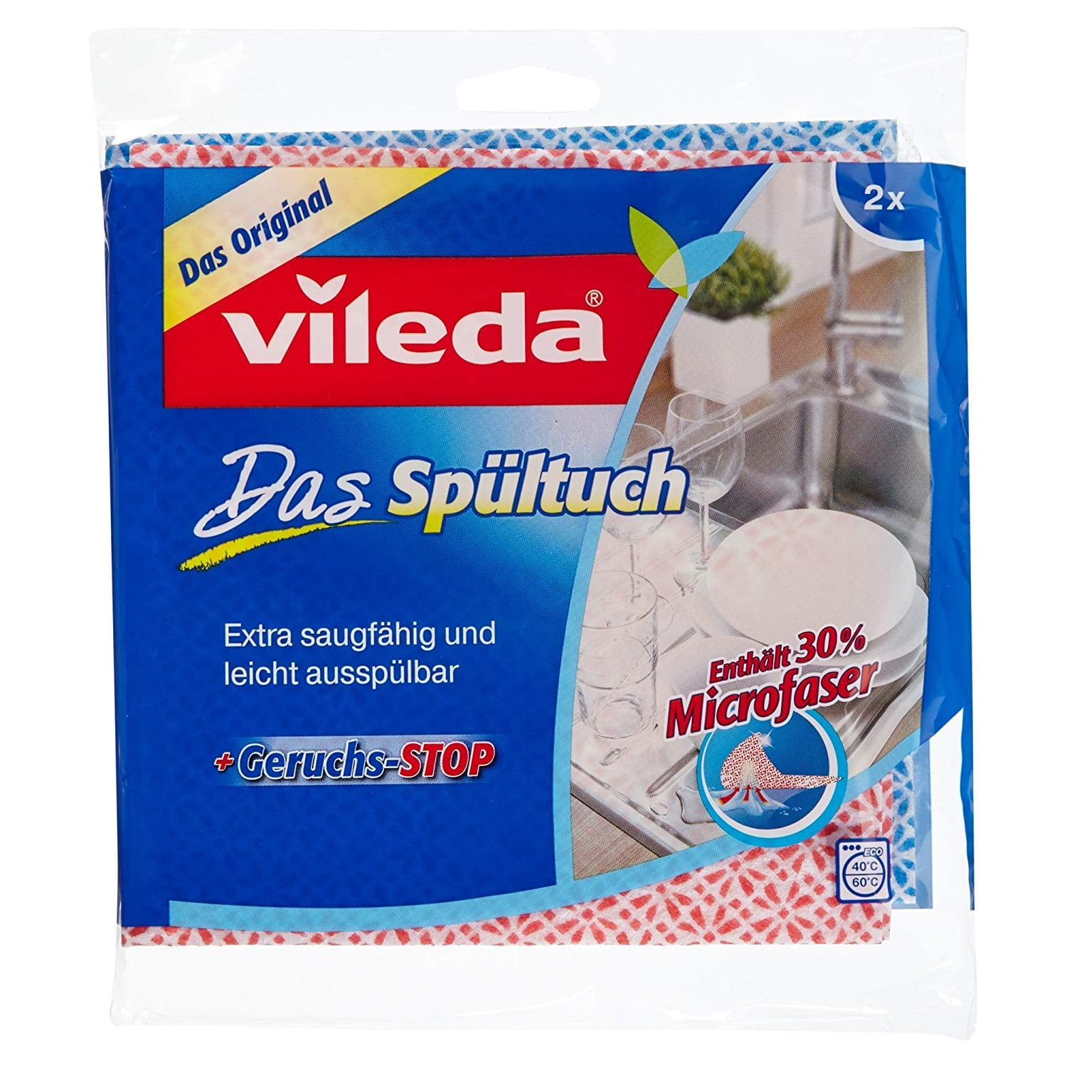 Vileda Dish cloth with 30% microfibre for longer lasting hygienic ...