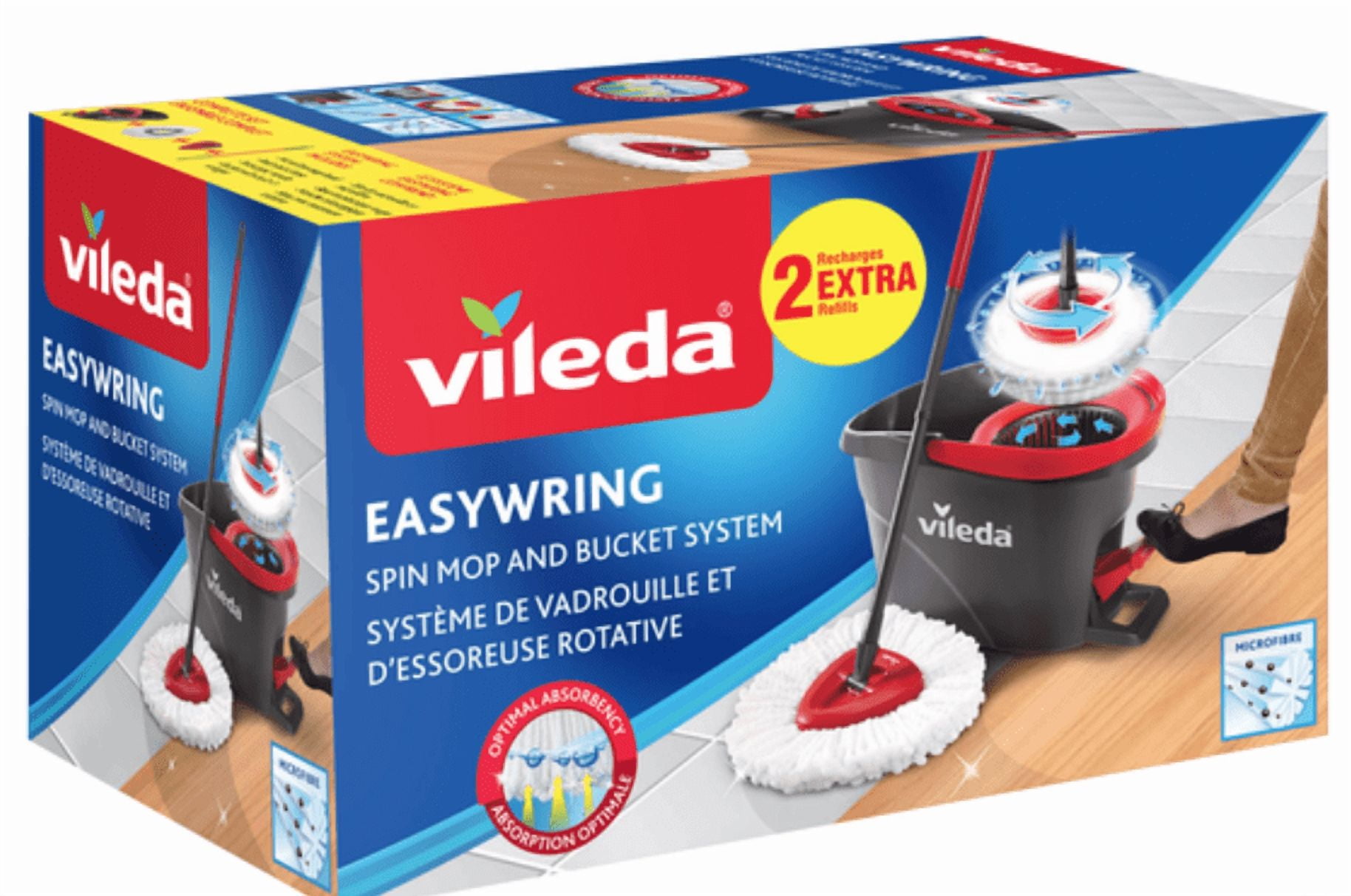 Vileda EasyWring Microfibre Spin Mop & Bucket Floor Cleaning System ...