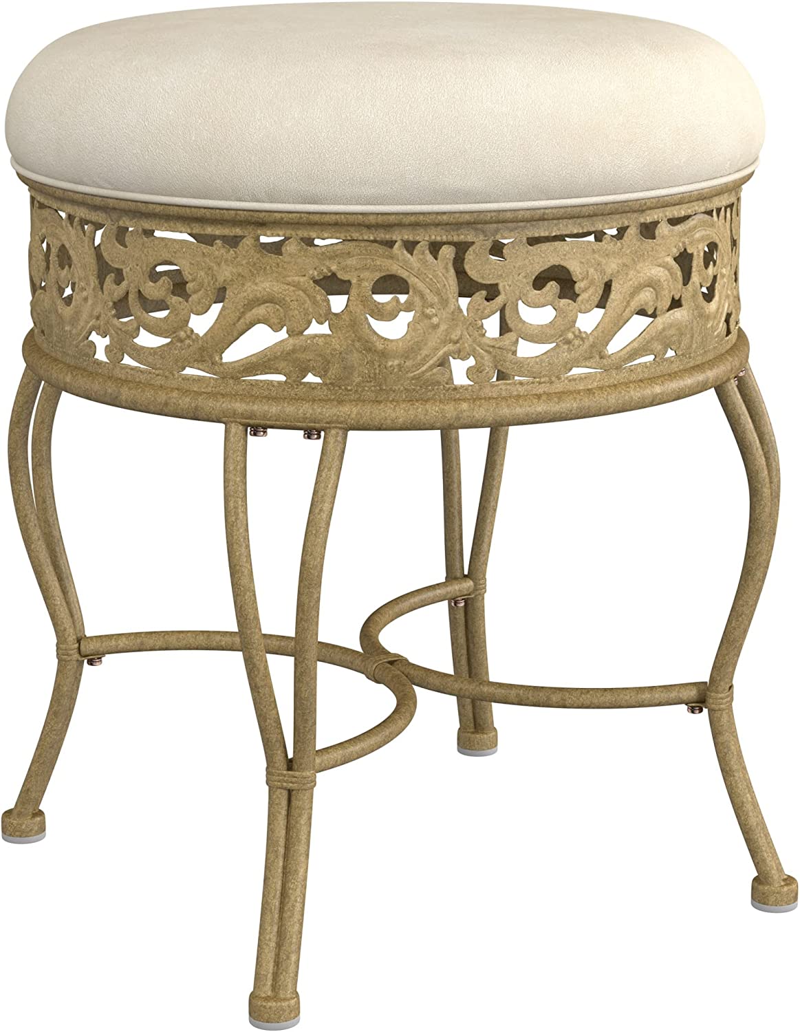 Villa III Backless Metal Vanity Stool with Ornate Lattice Detailing ...