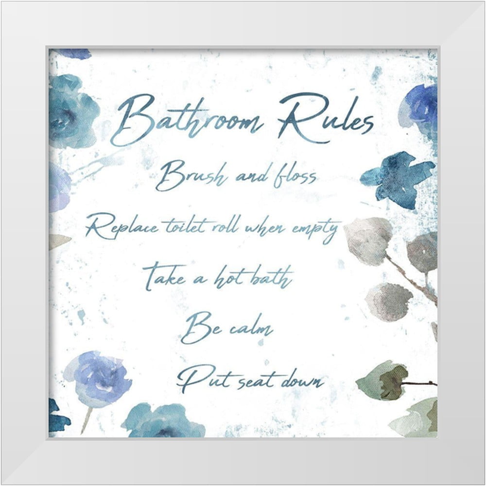 Villa, Mlli 15x15 White Modern Wood Framed Museum Art Print Titled - Floral Bathroom Rules ...
