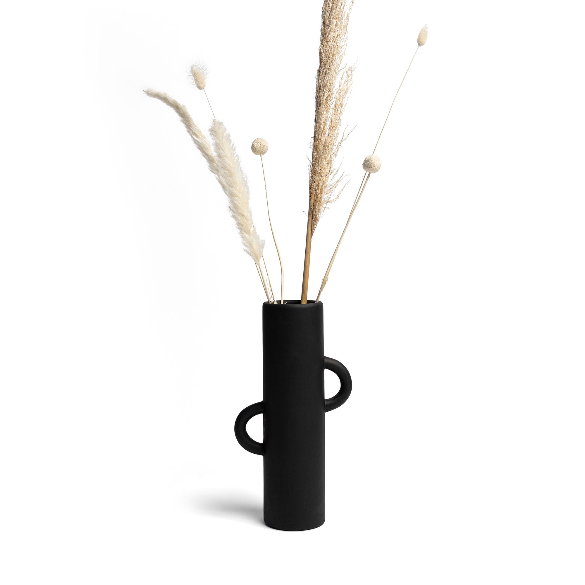 Villa Moda Ari Tube-Shaped Abstract Decorative Modern Vase, Black ...
