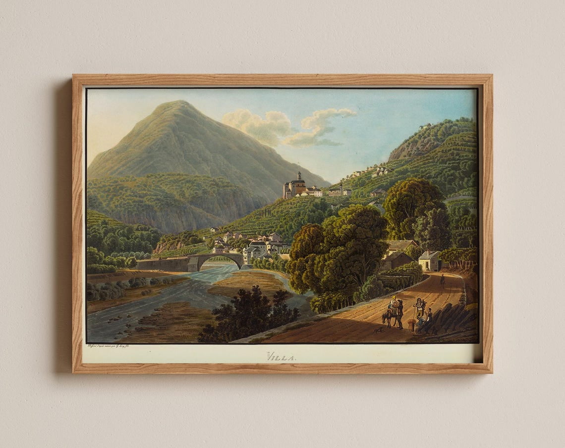 Villa Print, Mathias Gabriel Lory Painting, Romantic Mountain Scenery ...