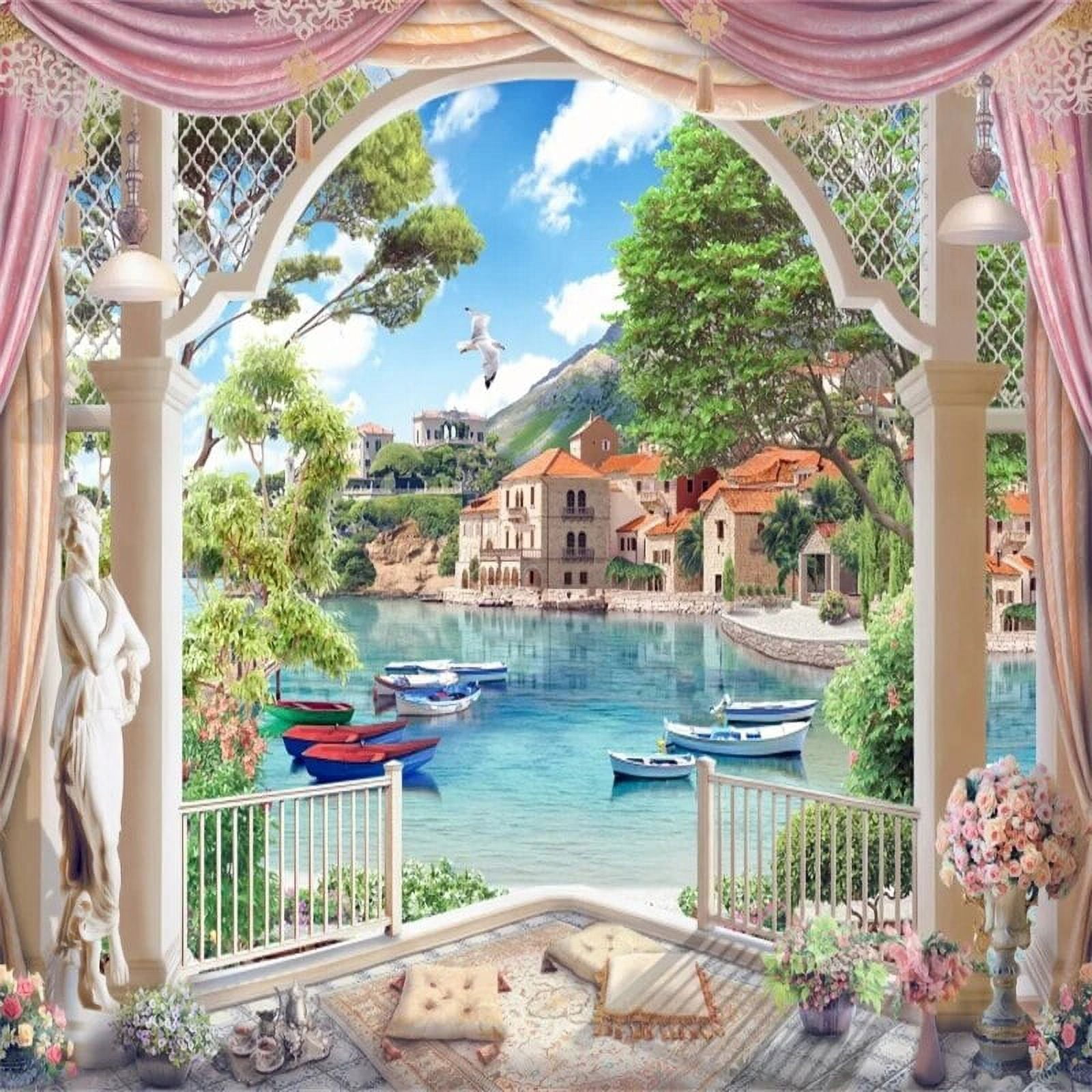 Villa Sea Arch Door Flower Scene Wedding Photographic Backdrops ...