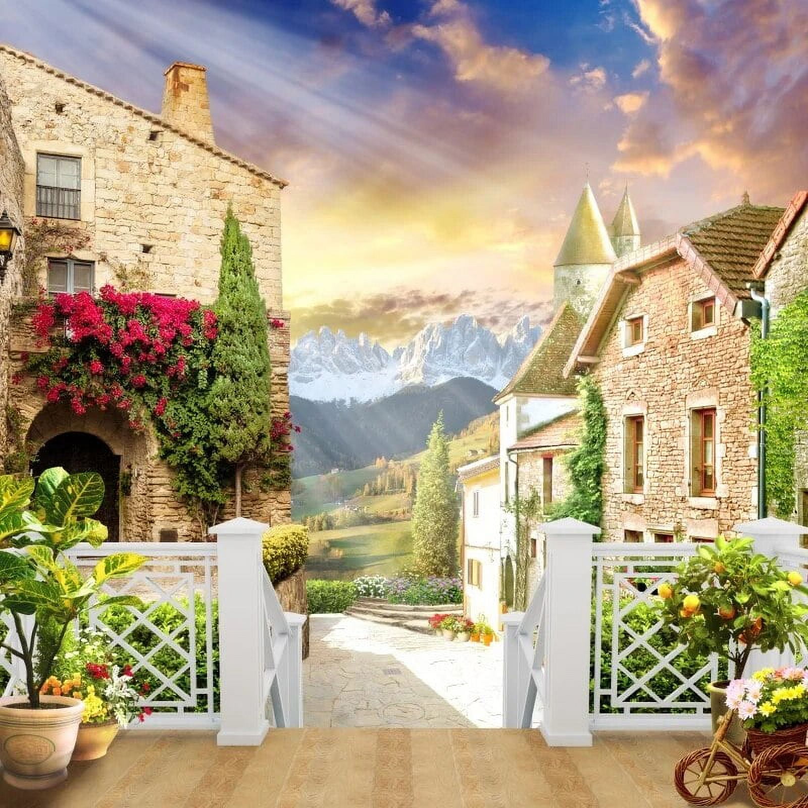 Villa Sea Arch Door Flower Scene Wedding Photographic Backdrops ...