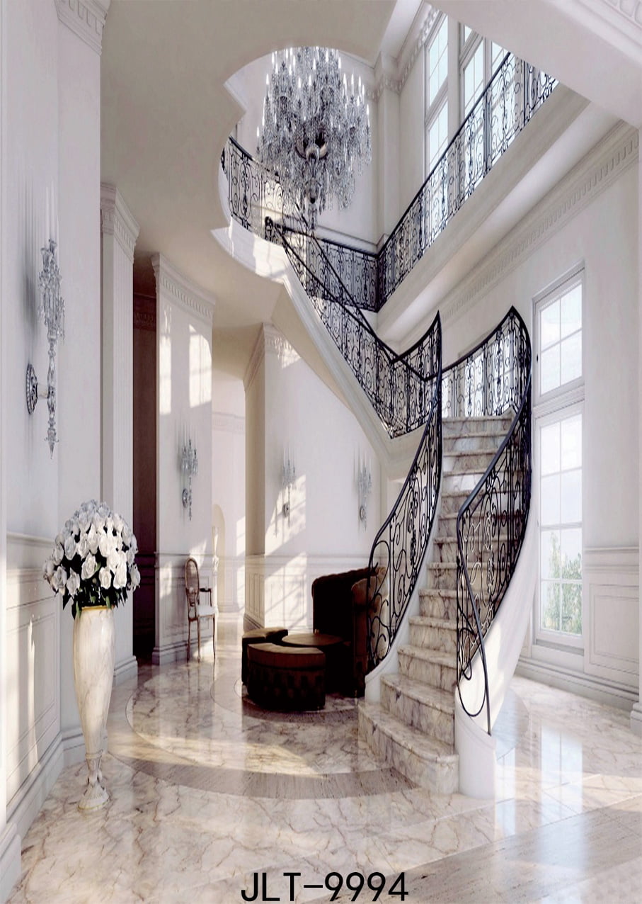 Villa Stairs Photographic Background Pure White Wedding Baby Shower ...