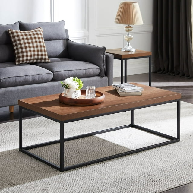 Villachico Modern Dark Wood Coffee Table, Walnut - Walmart.com