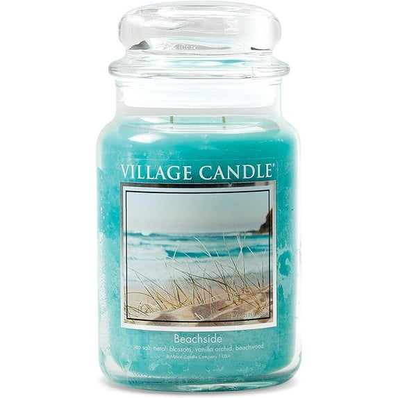 Village Candle Beachside Scented Candle, Light Blue, 21.25 oz, Sea Salt ...