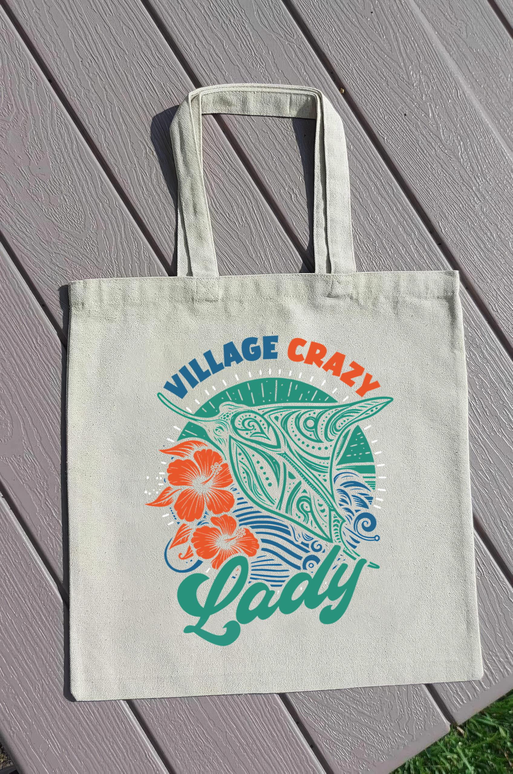 Village Crazy Lady BLACK Bag, Gramma Tala Bag, Moana Bag, Di.sney ...