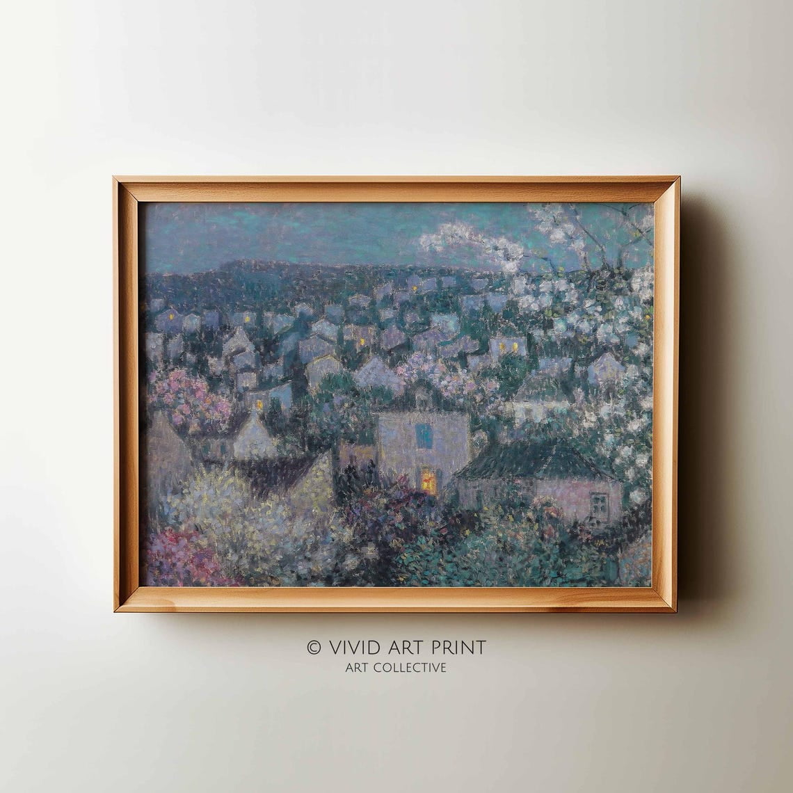 Village Landscape Cottage Core Art, Vintage Impressionist Muted Oil ...