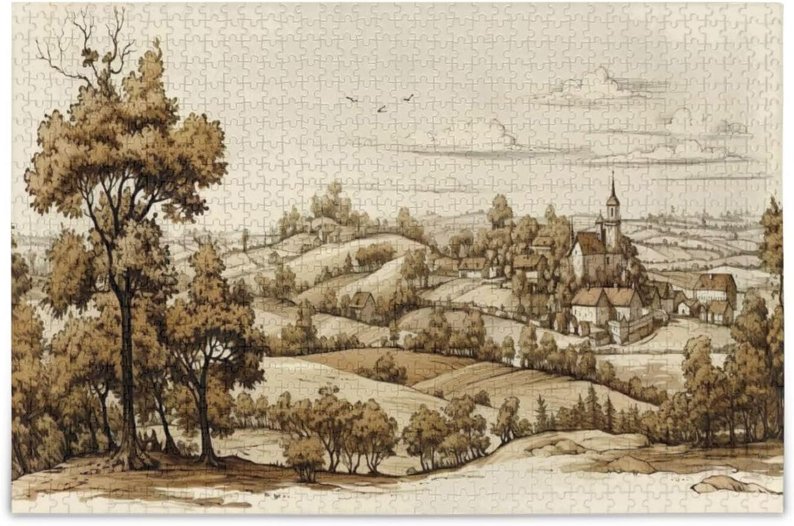 Village and Mountain Puzzle 1000 Pieces - Wooden Jigsaw Puzzles for ...