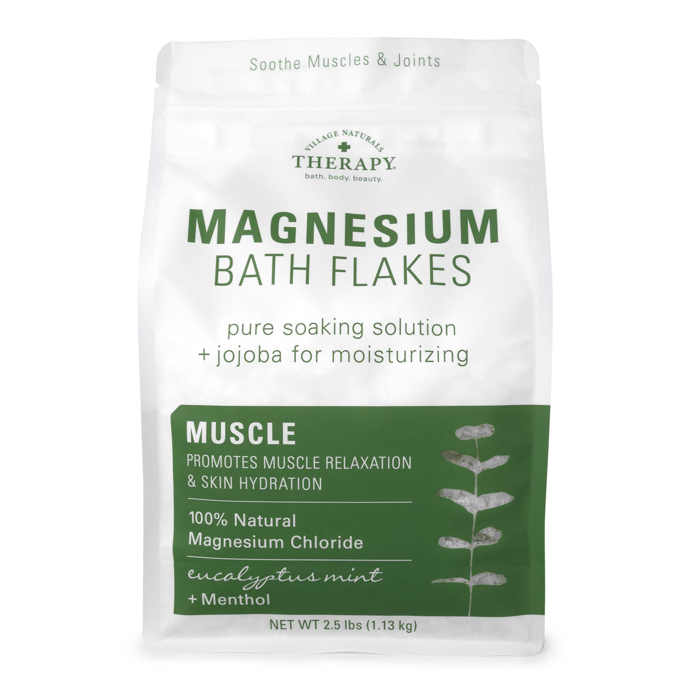 Village Naturals Therapy Muscle Magnesium Bath Flakes, Eucalyptus Mint ...