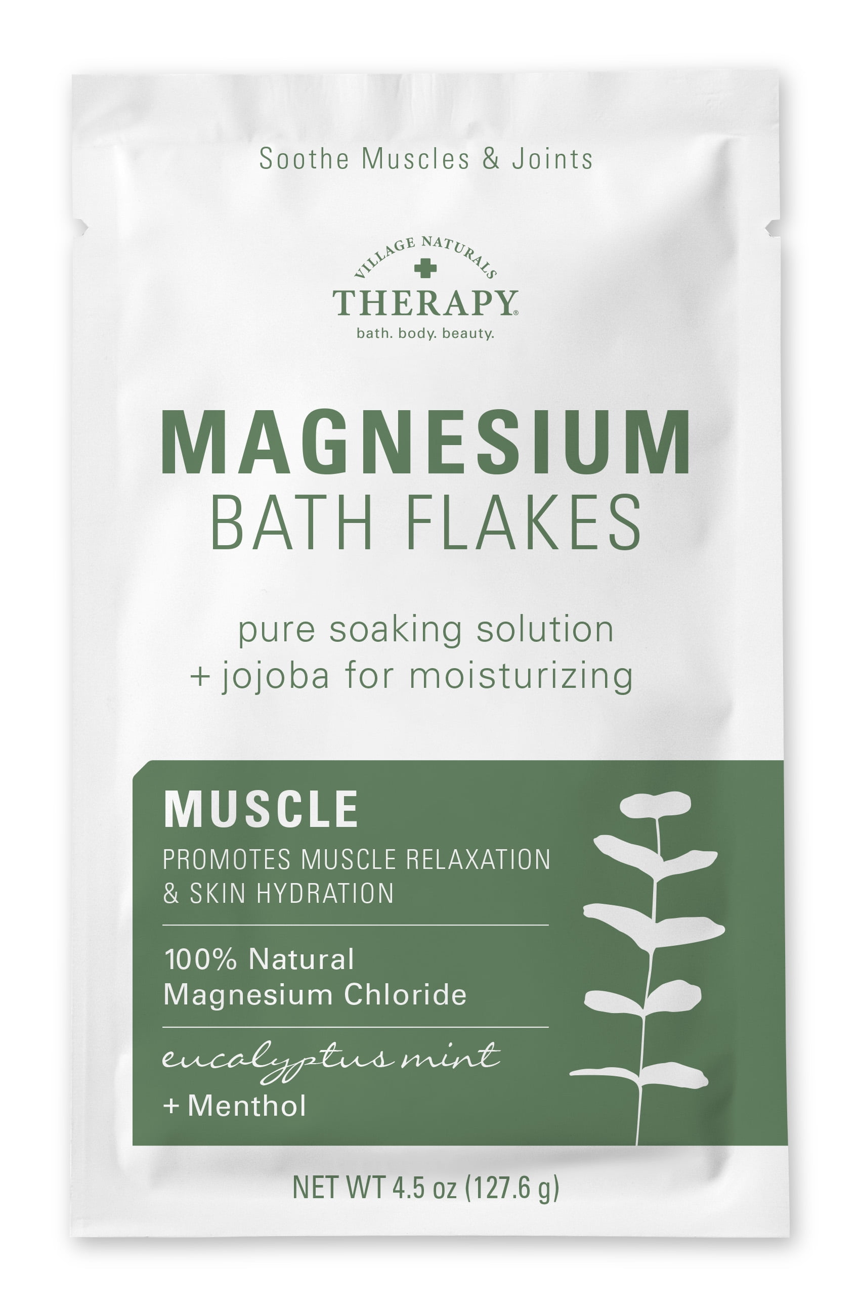 Village Naturals Therapy Muscle Magnesium Bath Flakes, Eucalyptus Mint ...