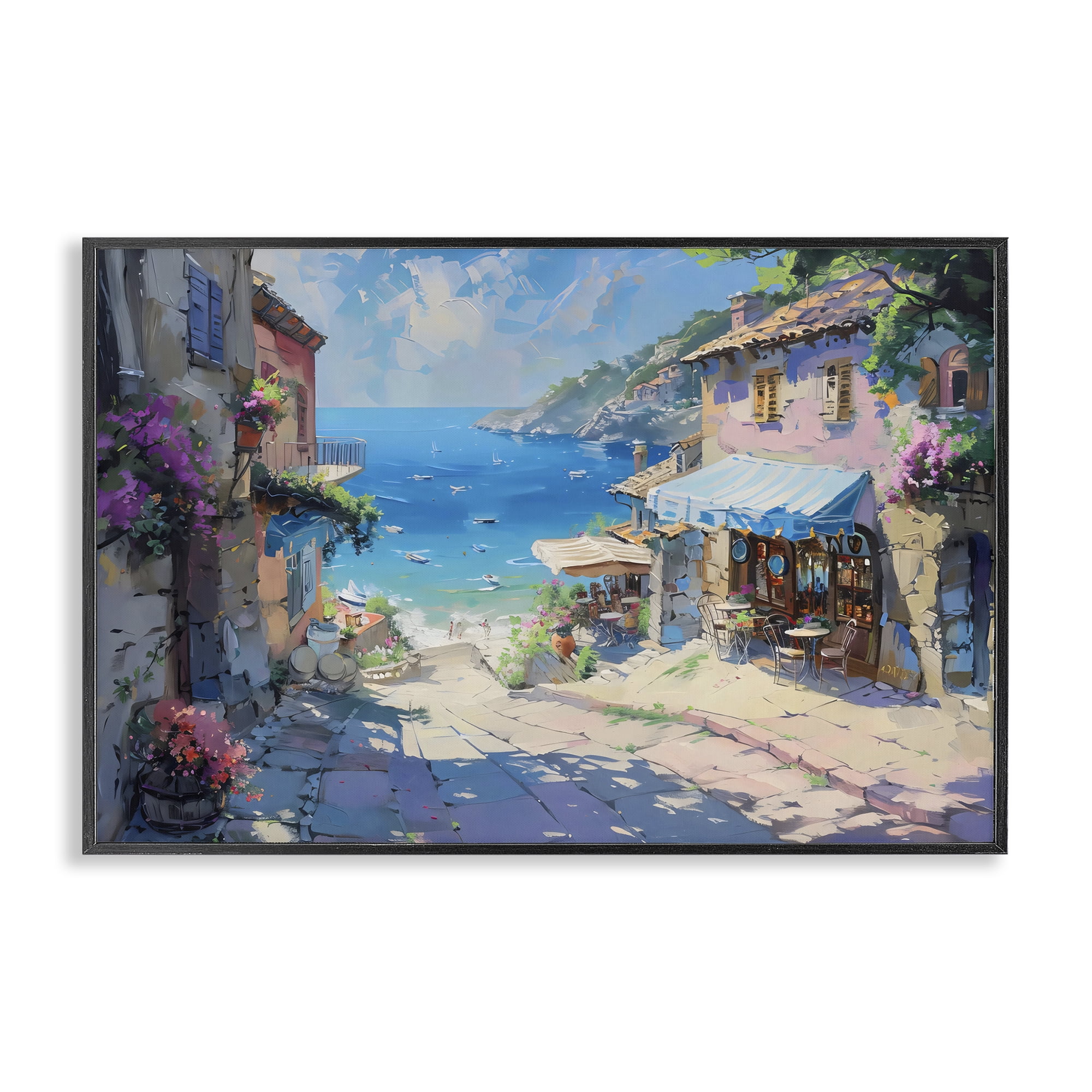 Stupell Industries Village Path to Beach Black Framed Giclee Art ...
