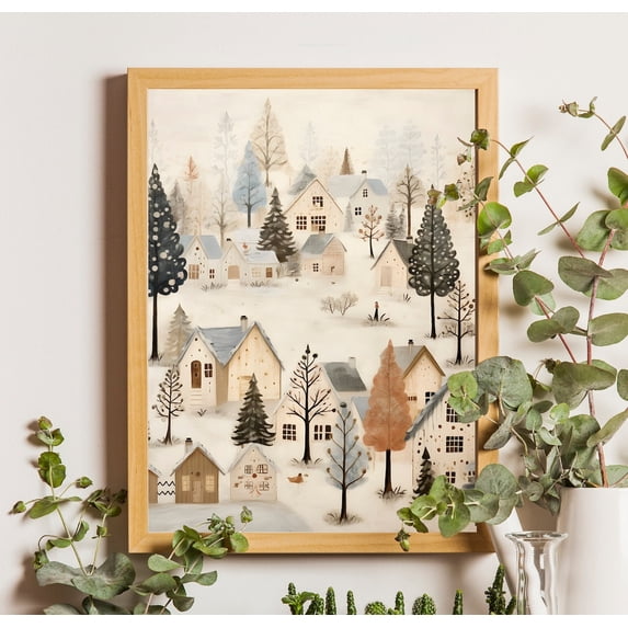 Village Poster, Snowy Winter House, Nursery Poster, Poster Decor, Art ...