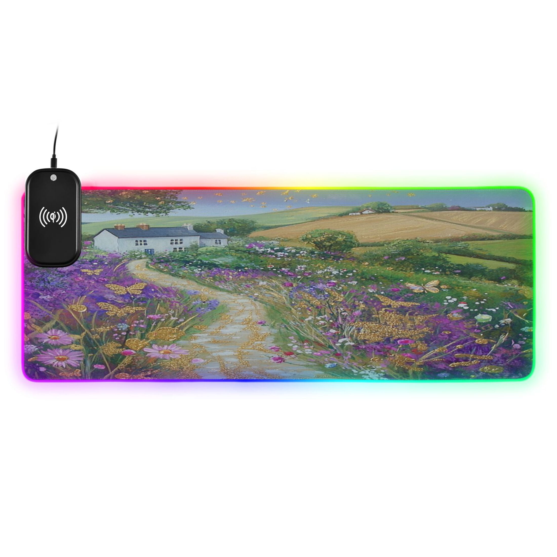 Village Scene Large RGB Gaming Mouse Pad with Fast Wireless Charging ...