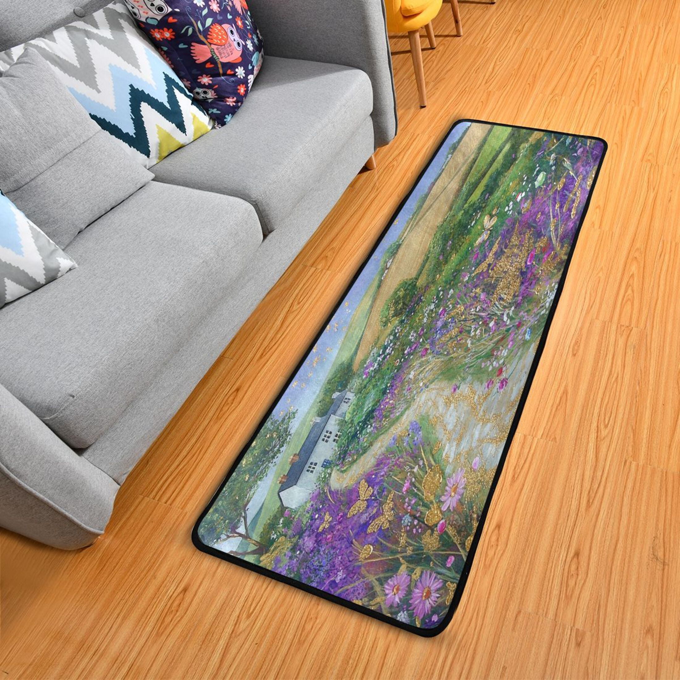 Village Scene Long Area Rug 72" x 24" Non-Slip Polyester with Cotton ...