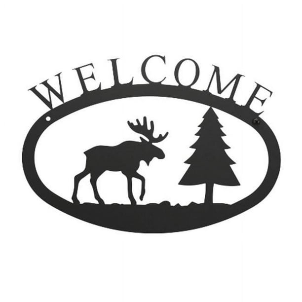 Village Wrought Iron WEL-22-S Small Welcome Sign-Plaque - Moose and ...