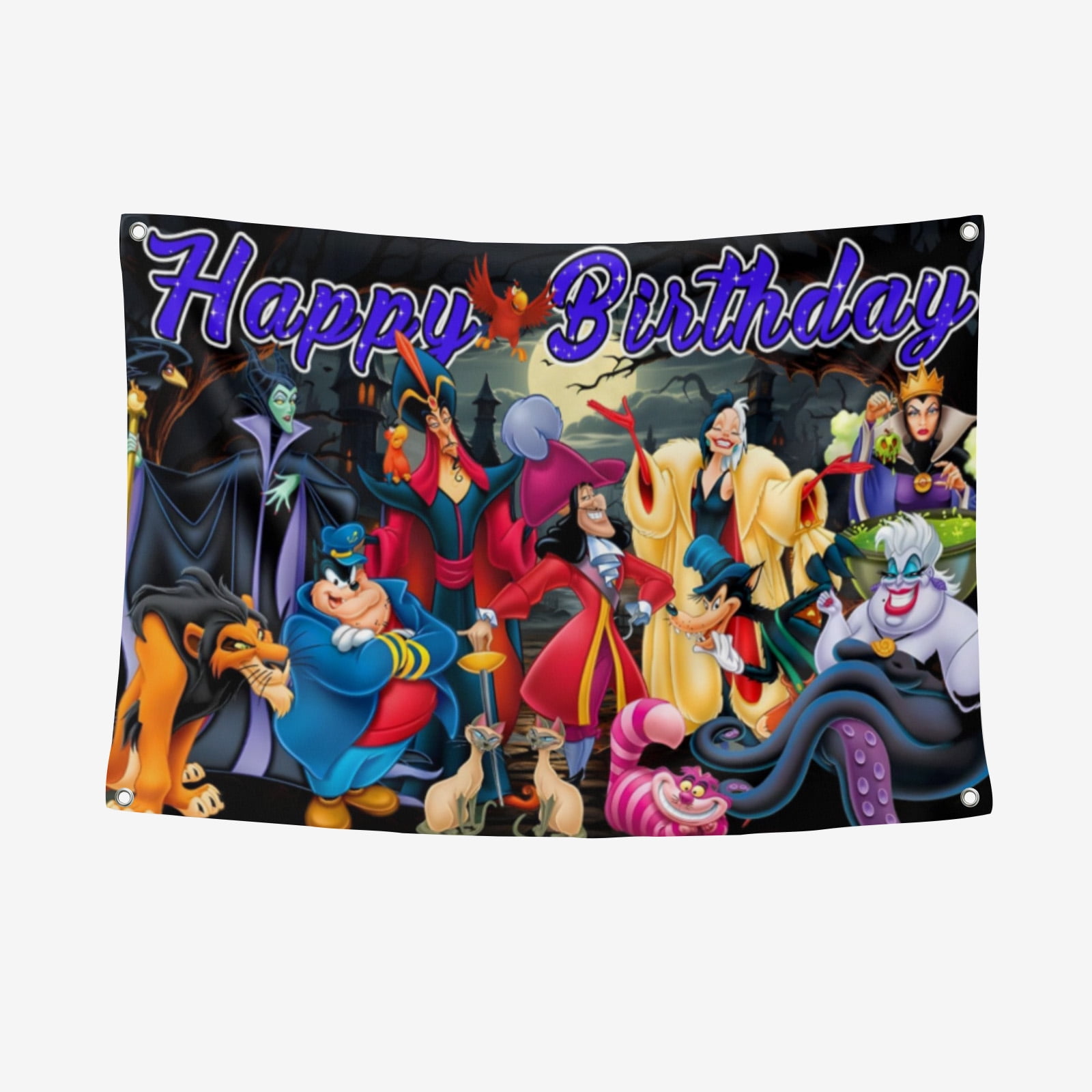 Villain Happy Birthday Backdrop Banner Villain Themed Party Decorations ...