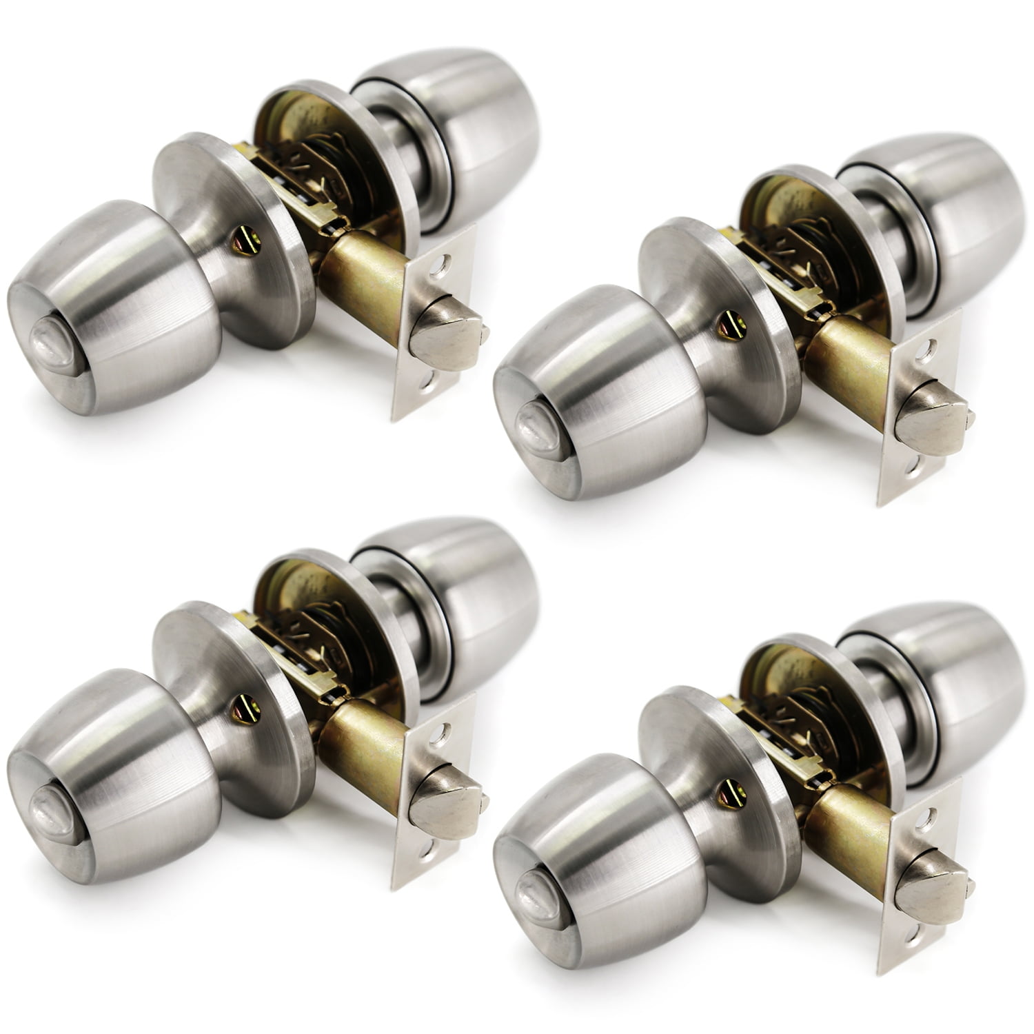 Villar Home Designs Door Knob Versa Satin Nickel Privacy 4 Pack ...