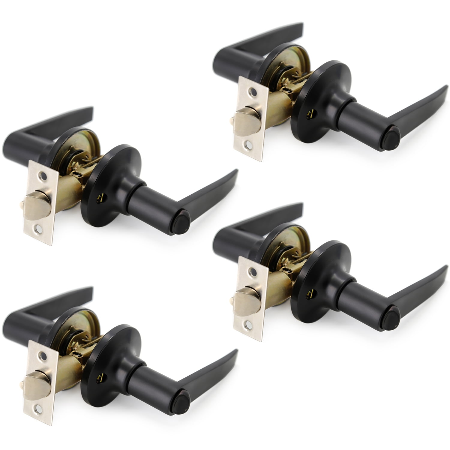 Villar Home Designs, Lara Black Privacy Door Lever Set, Durable ...
