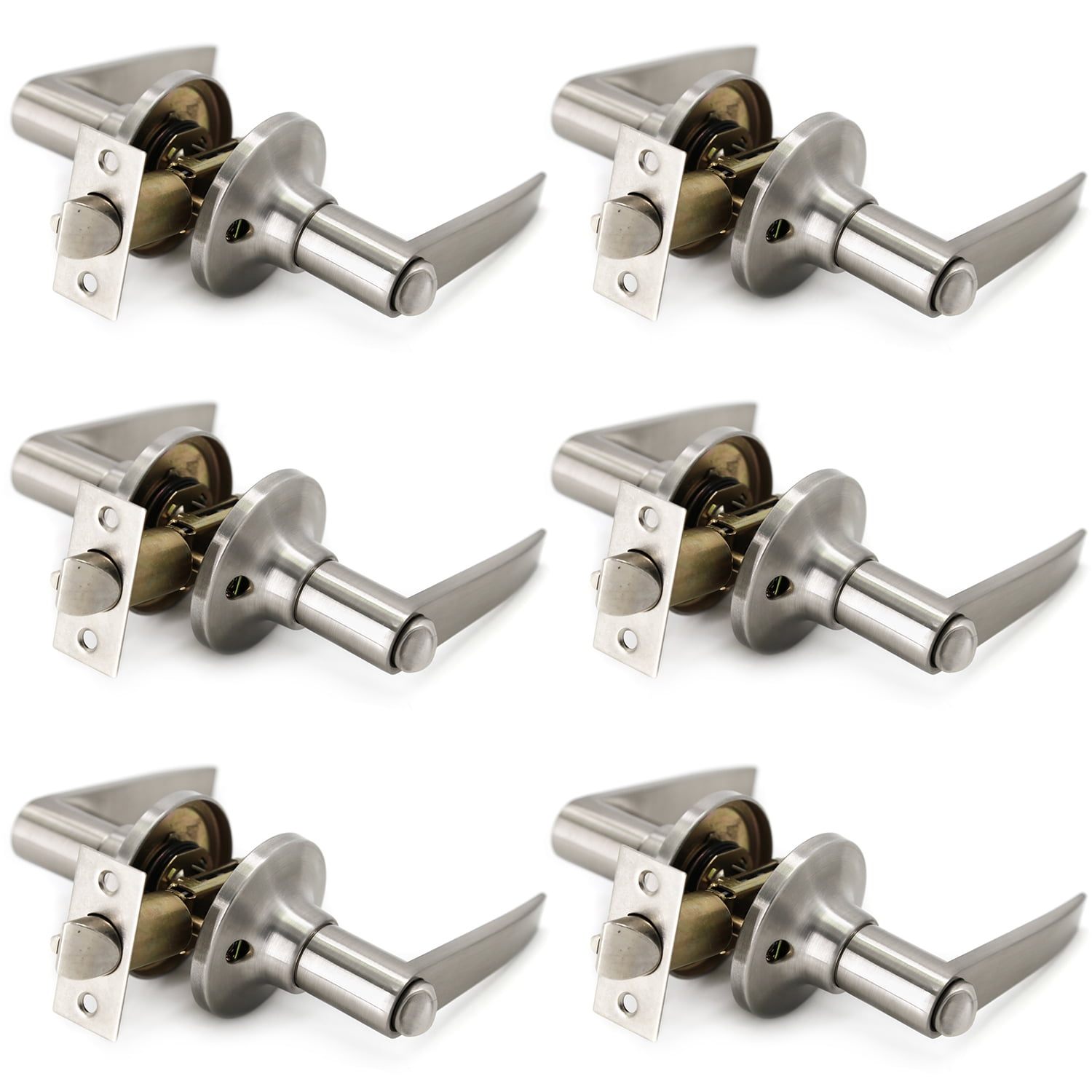 Villar Home Designs Lara Satin Nickel Door Lever, Multipack for Bedroom ...