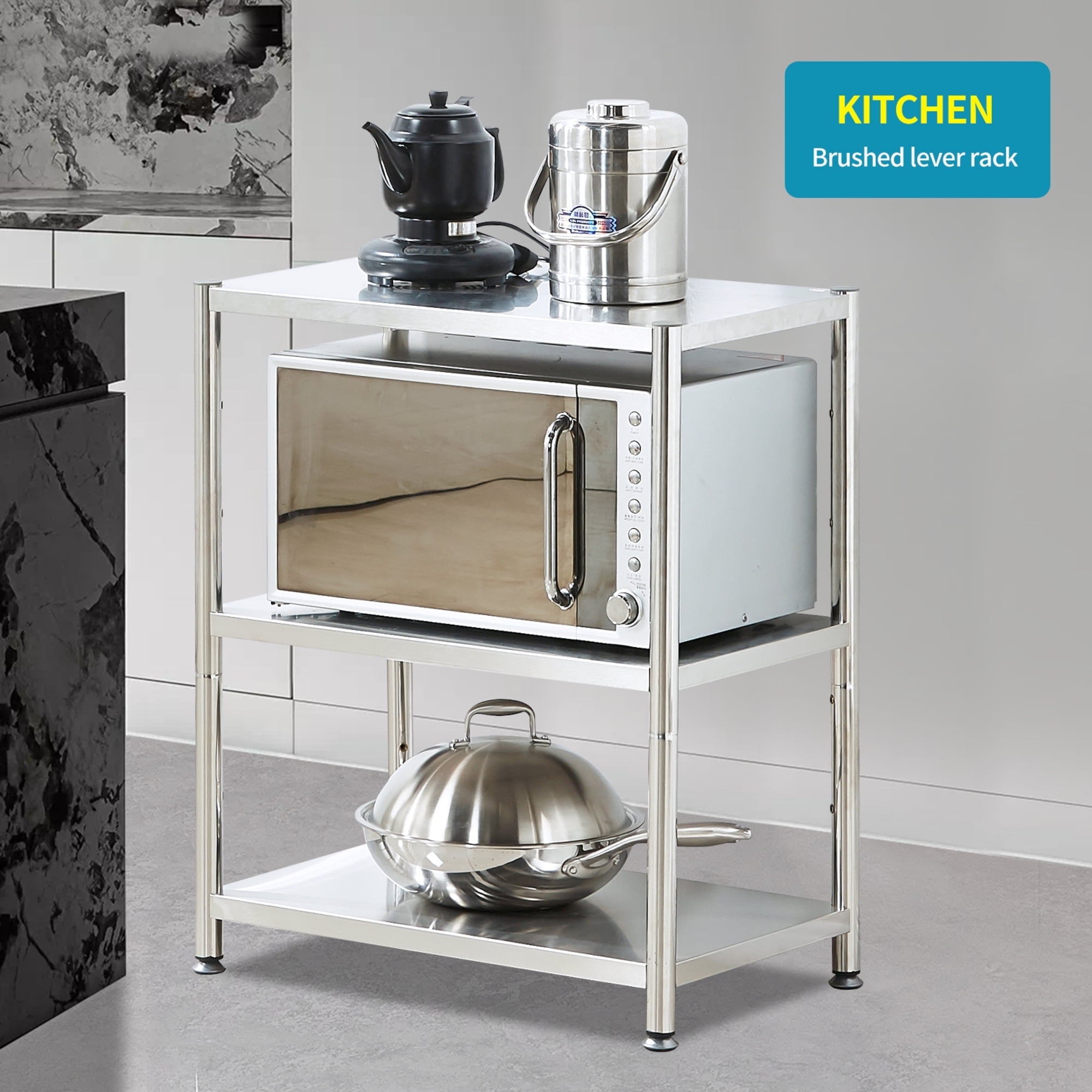 Villertech 3-Tier Stainless Steel Shelf,Adjustable Shelves,Garage ...