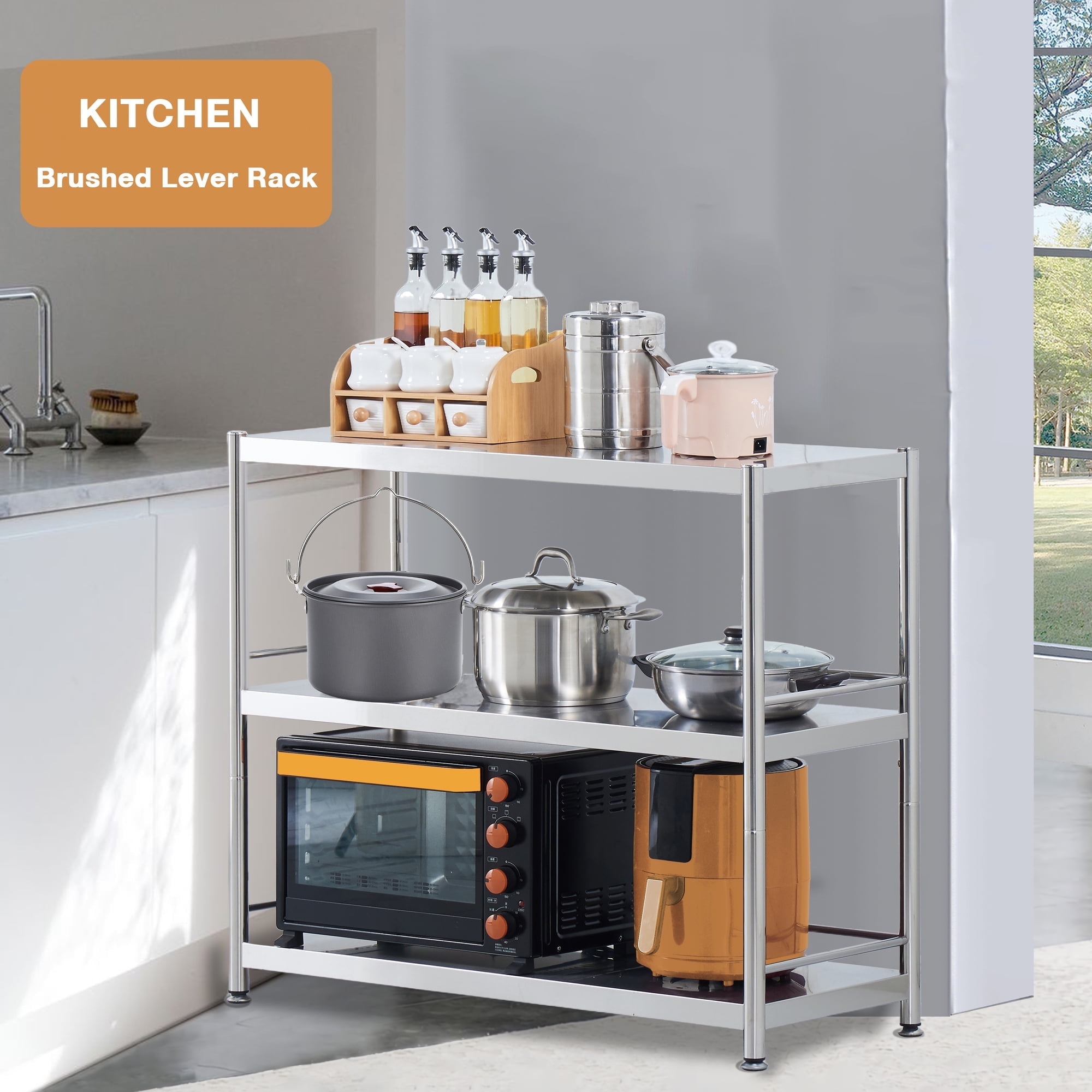 Villertech 3-Tier Stainless Steel Shelf,Adjustable Shelves,Garage ...