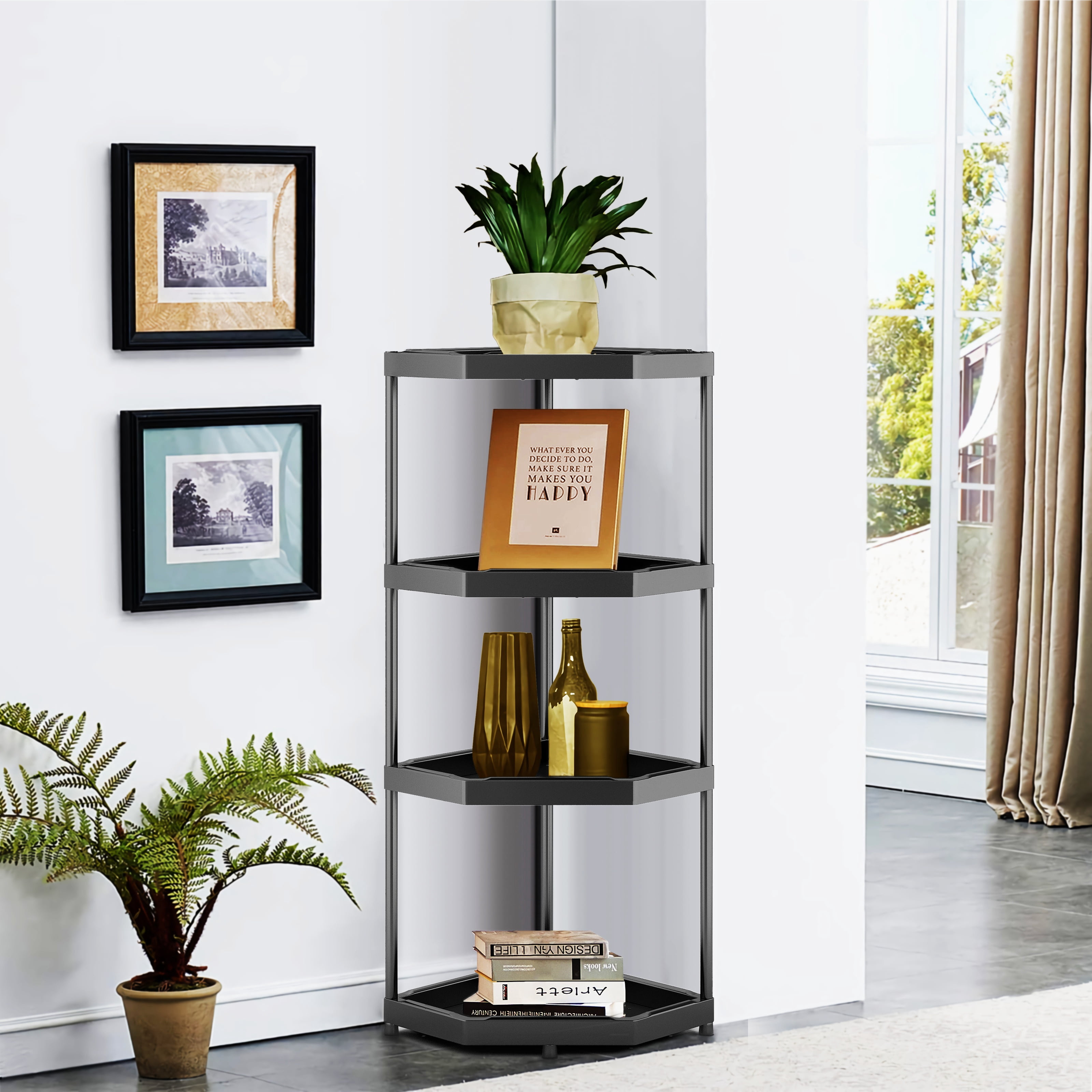 Bedroom Storage CHOEZON 4-Tier Corner Shelf, Corner Bookcase, 43.3 ...