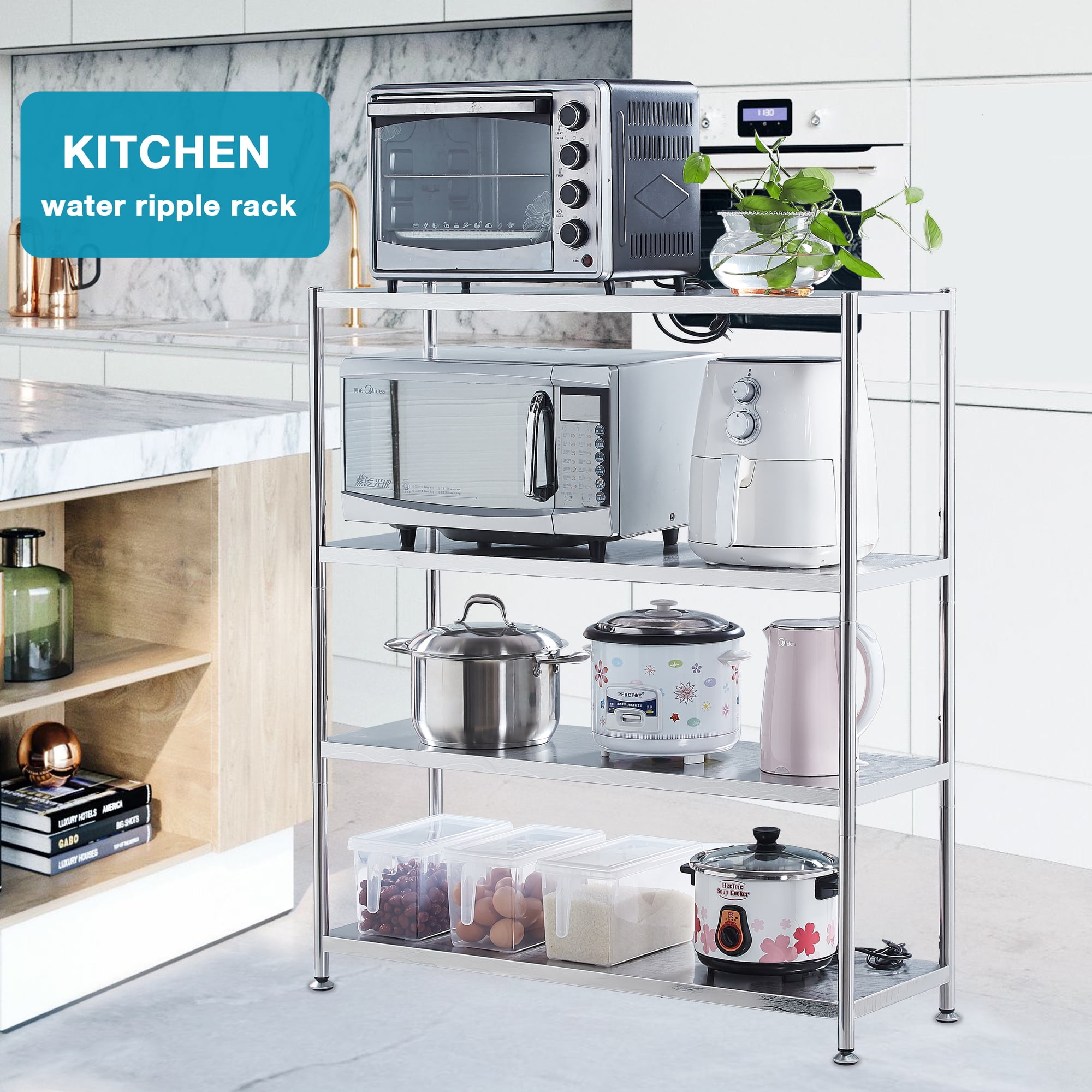 Villertech 4-Tier Storage Rack,Stainless Steel Shelving,Garage Storage ...